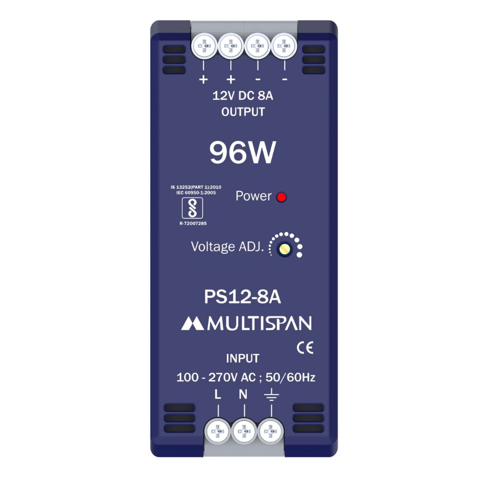 PS12-8A | Industrial Power Supplies 12VDC, 8A | SMPS