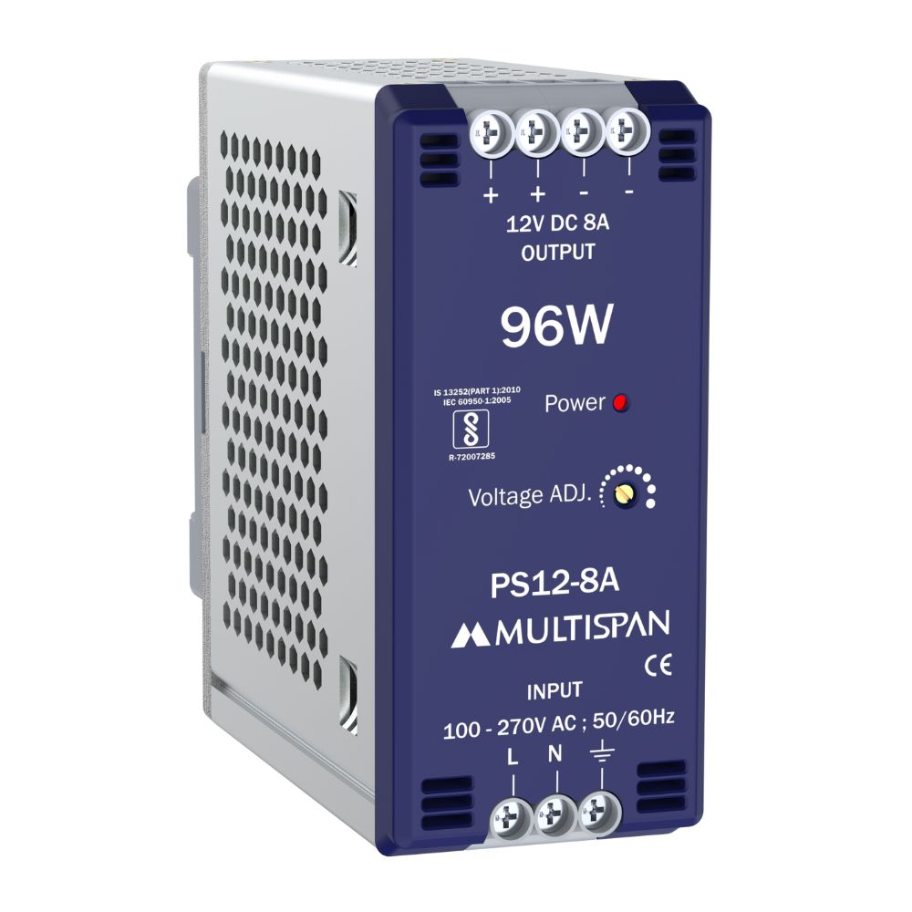PS12-8A | Industrial Power Supplies 12VDC, 8A | SMPS