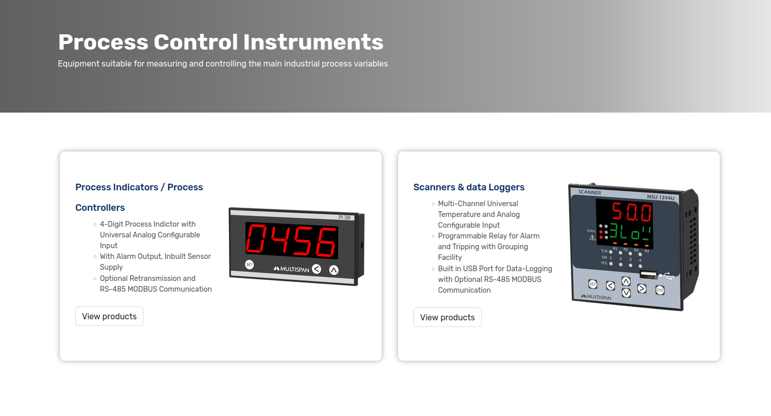 Process Control Instruments - Multispan
